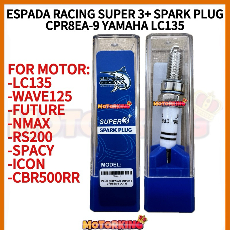 ESPADA RACING SUPER 3 SPARK PLUG YAMAHA LC135 CPR8EA-9 LC135 WAVE125 FUTURE NMAX RS200 SPACY ...