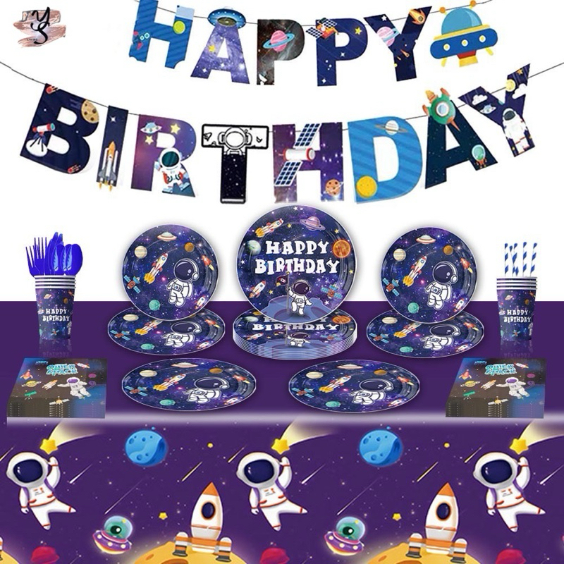 YS Outer Space Astronaut Solar System Planet Blue Theme Birthday Party ...