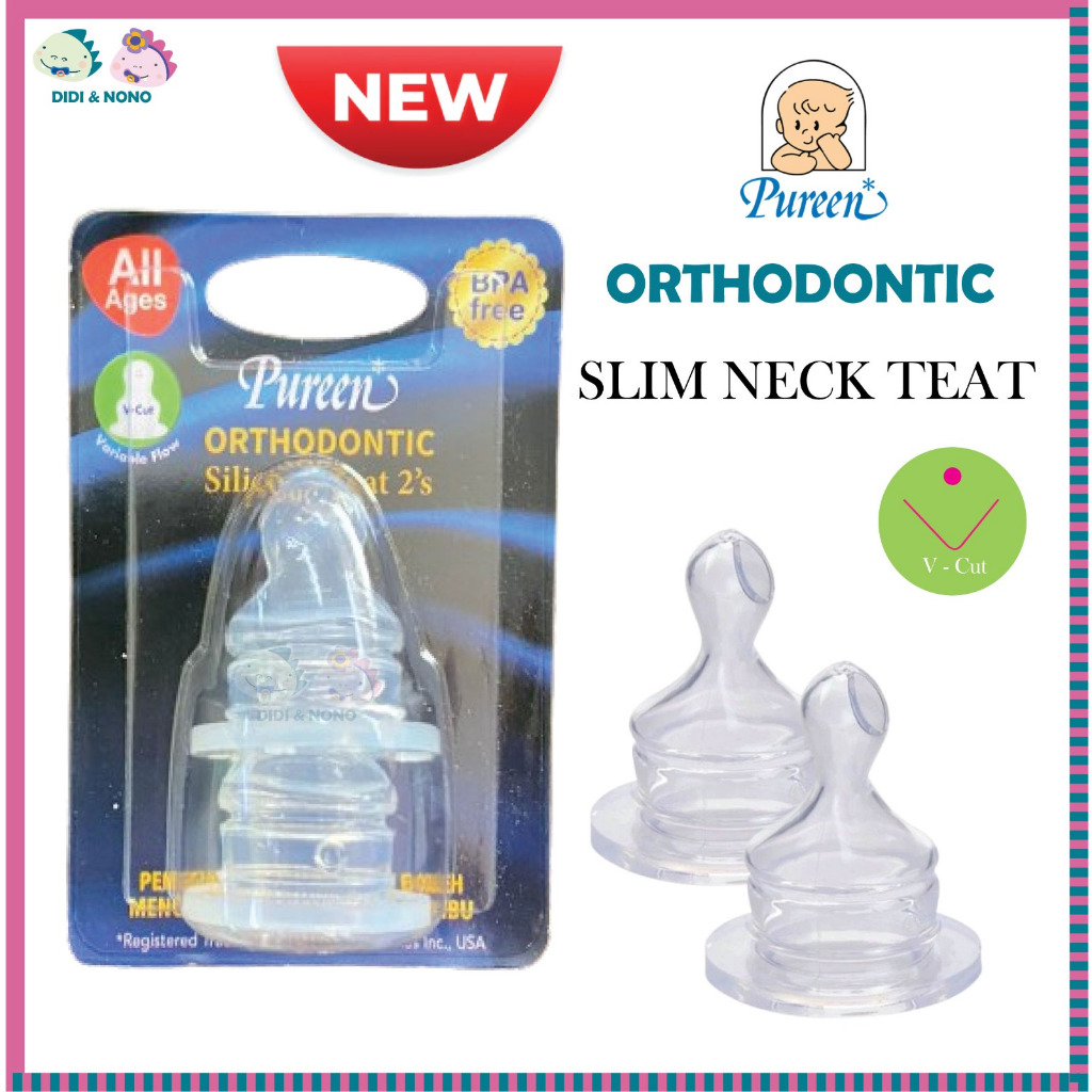 Pureen Orthodontic Nipple Puting Botol Susu Slim Neck -V cut ...