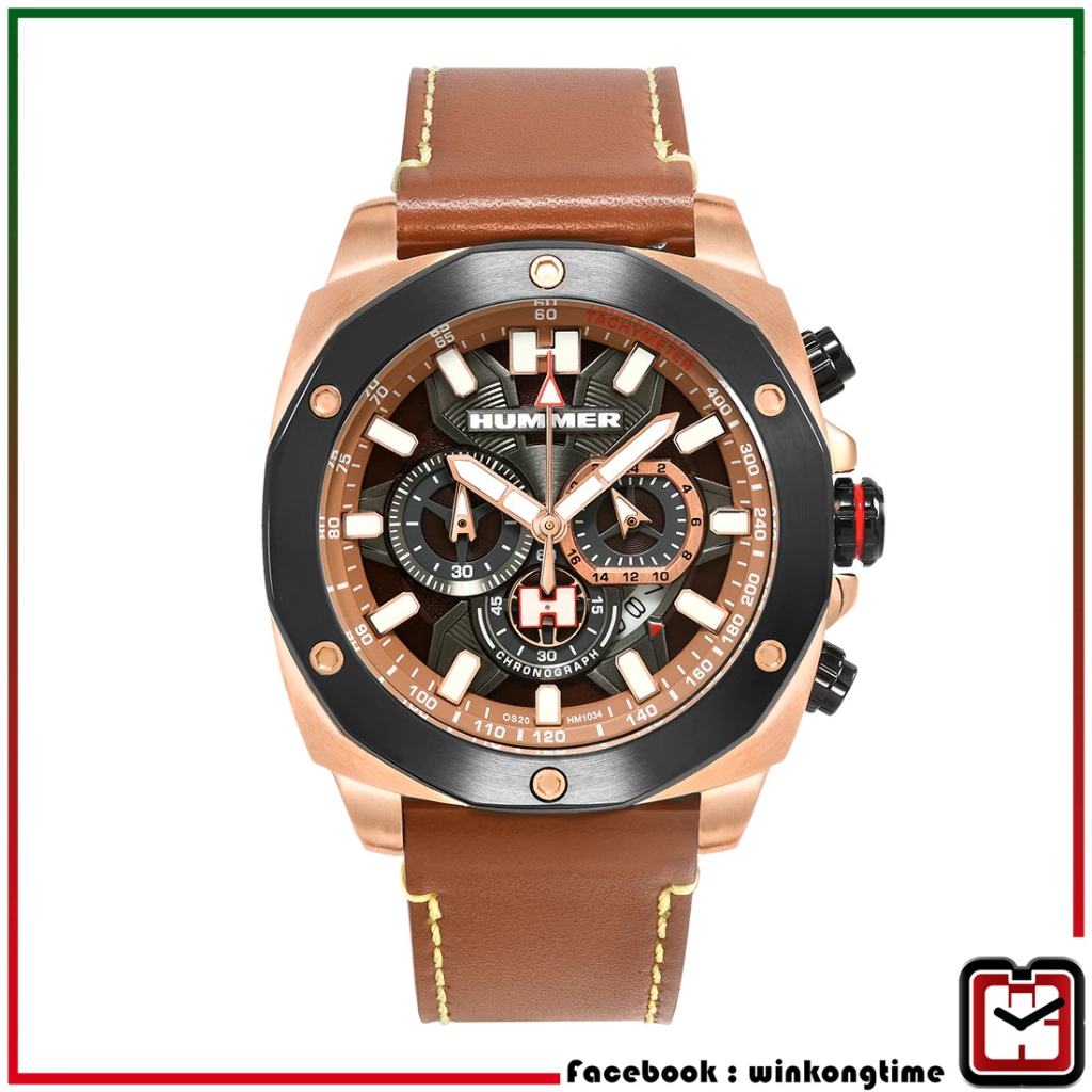 HUMMER MEN CHRONOGRAPH WATCH 1034 ROSEGOLD BROWN [1 Years International ...