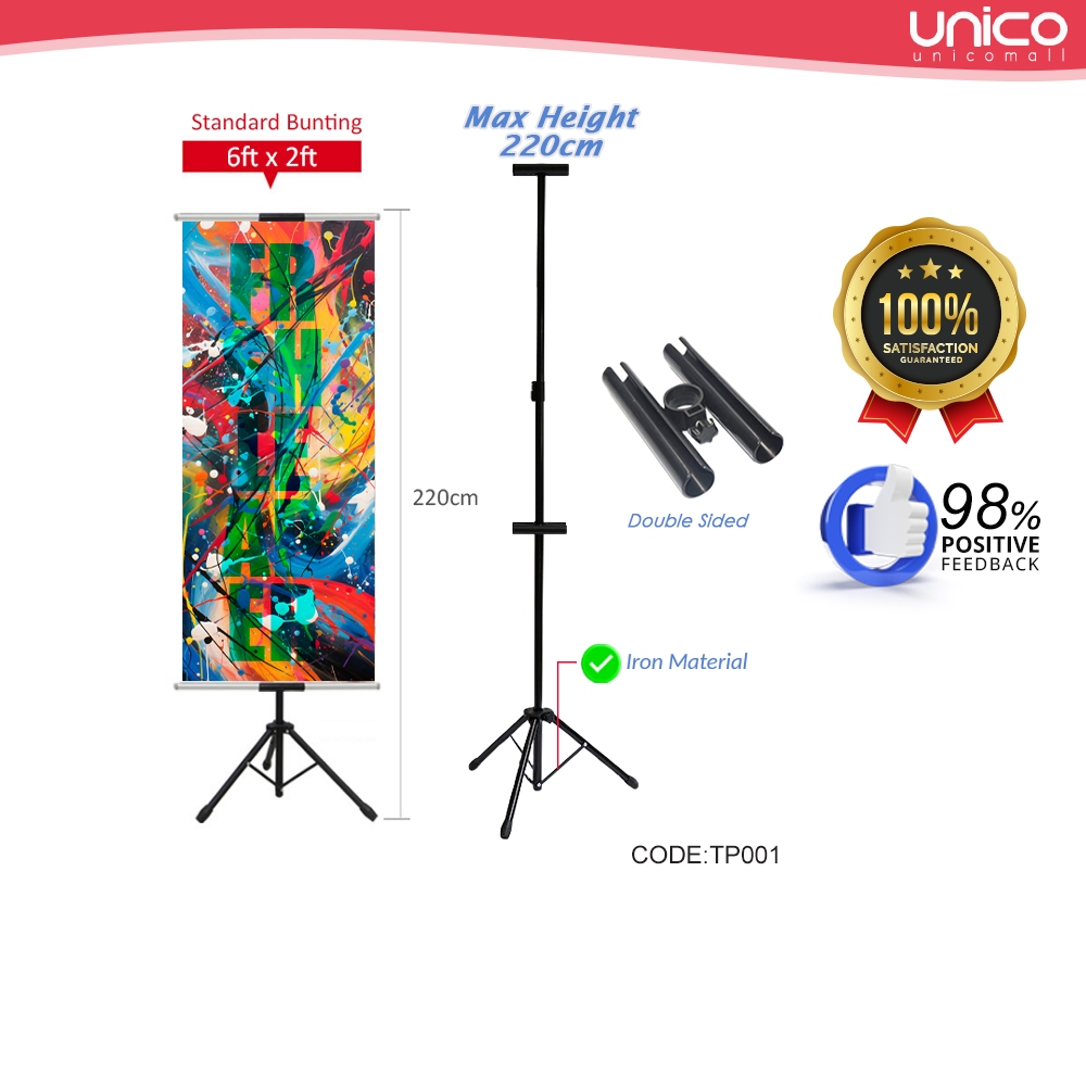 Unicomall Tripod Banner Display Stand T Bunting Banner Double Sided For ...