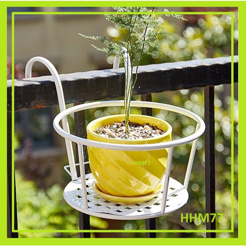 Outdoor Balcony Garden Iron Flower Pot Holder Rack Wall Hanging Planter ...