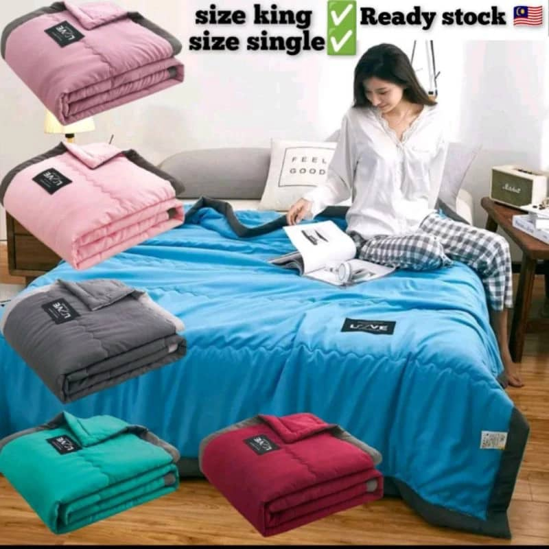 King / Queen / Single Size Cotton Blanket Comforter Super Soft Quilt ...