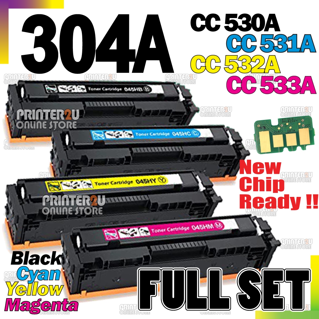 Full Set Compatible To HP 304A CC530A HP304A For HP CP2025 CP2025n CP2025dn CM2320 CM2320nf ...