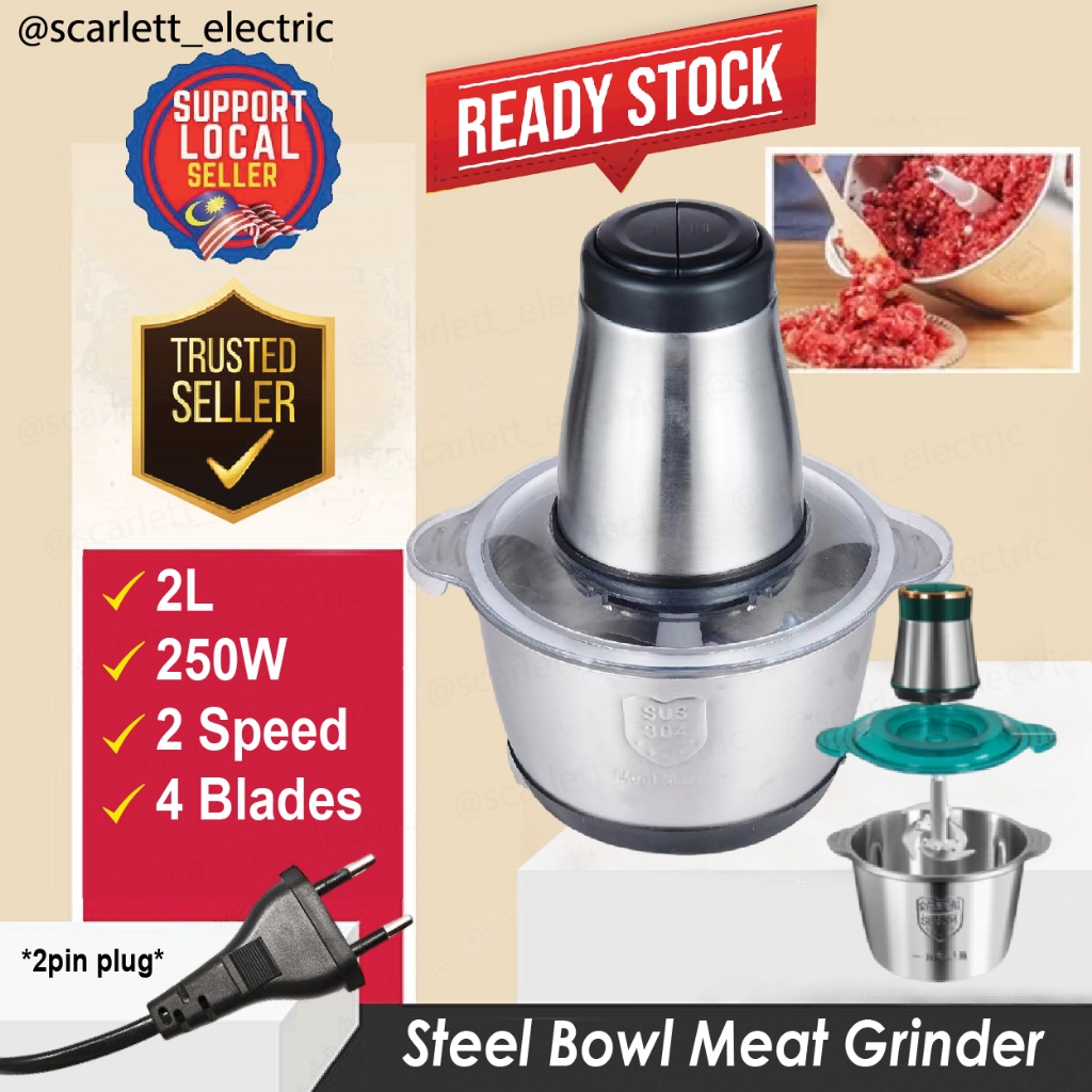2L Stainless Steel Bowl Meat Grinder Electric Chopper Meat Slicer ...