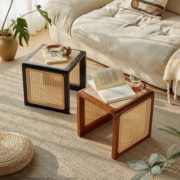 Rattan Side Table,Square Nightstand,Available chairs,Small Sofa Table ...