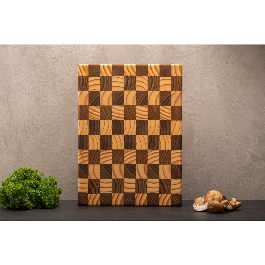 checker style end grain wood cutting board / wood chopping board / art ...