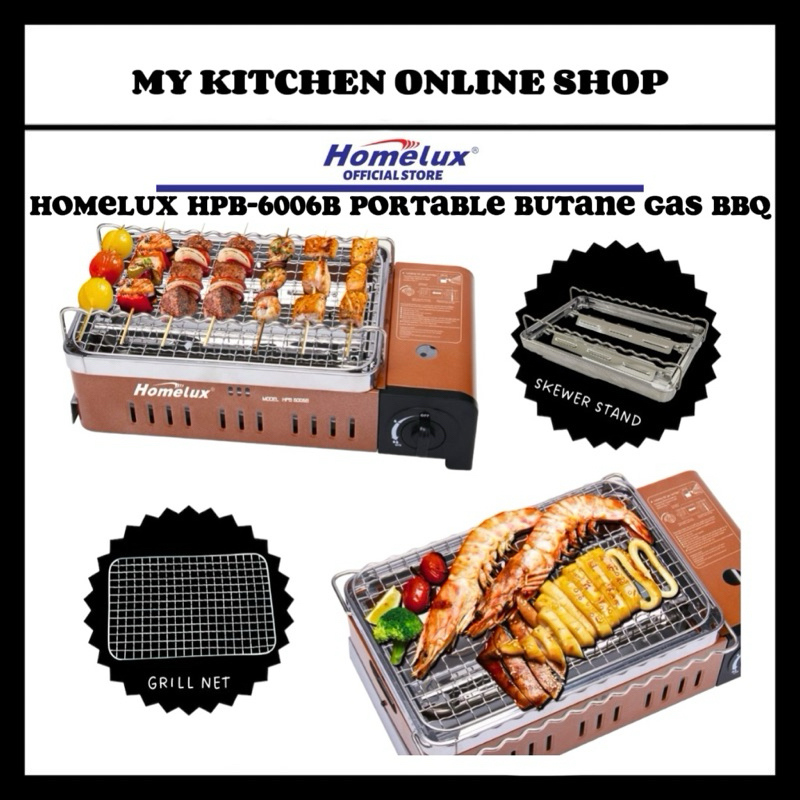 HOMELUX HPB-6006B PORTABLE BUTANE GAS BBQ infrared COOKER STOVE DAPUR ...