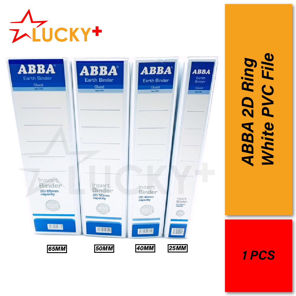 ABBA 2D Ring File White PVC 25mm/40mm/50mm/65mm(1pcs)/ Fail Kulit Keras ...