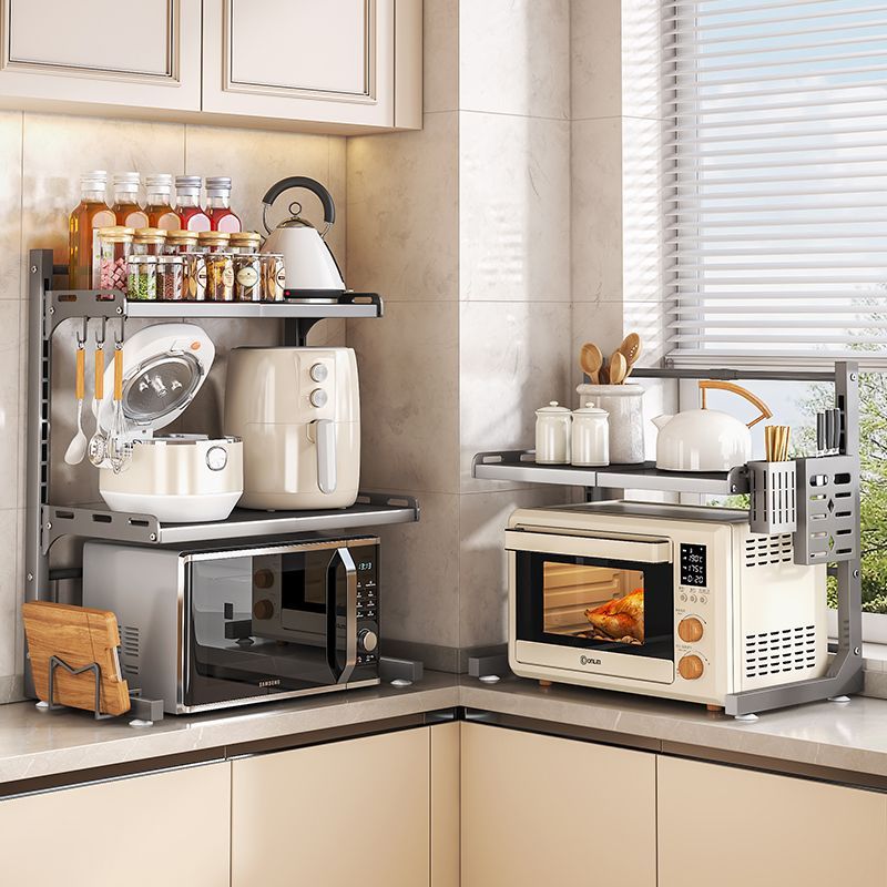 Kitchen Rack Scalable Stainless Steel Storage Rack Rak Dapur Microwave ...