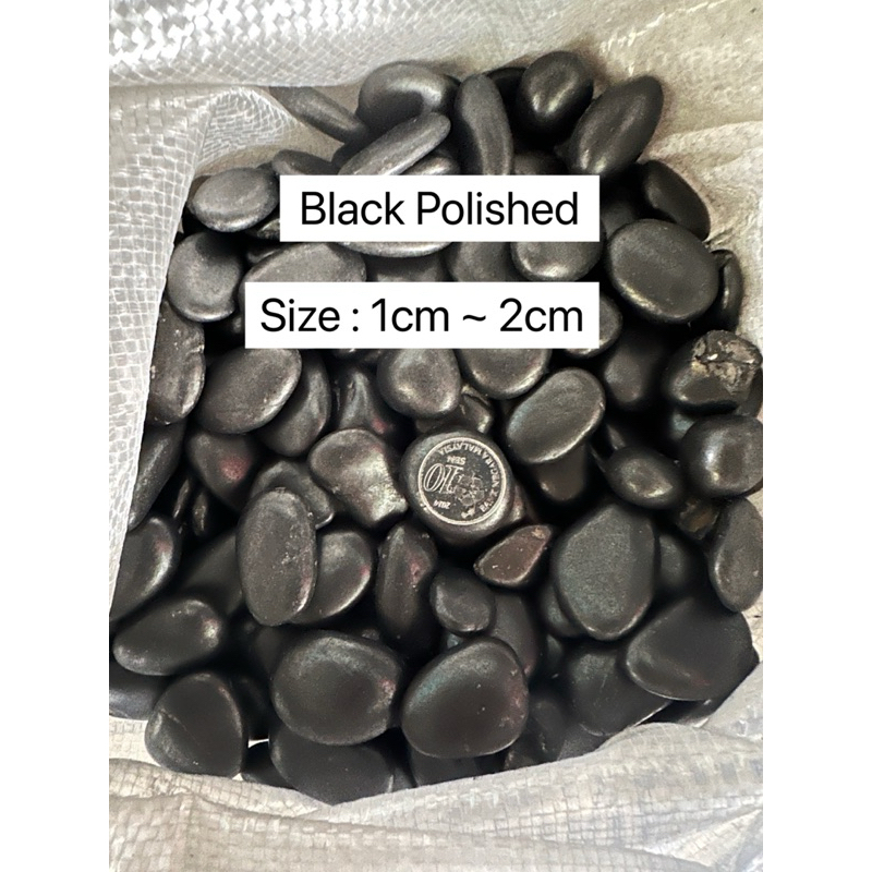 1KG (1cm~2cm) Black Polished Pebble Stone Batu Hitam berkilat Gardening ...