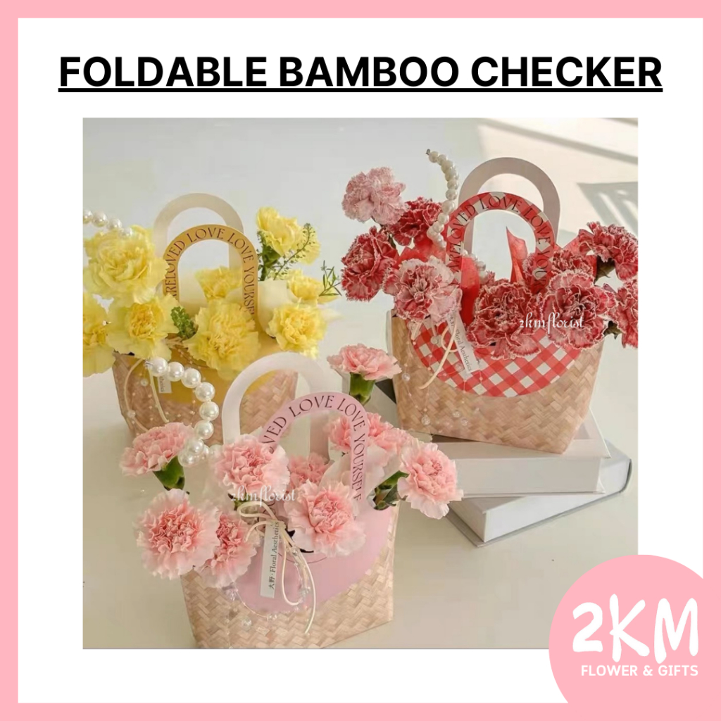 FOLDABLE BAMBOO CHECKER Flower Florist Bouquet Packaging Doorgift Gift ...