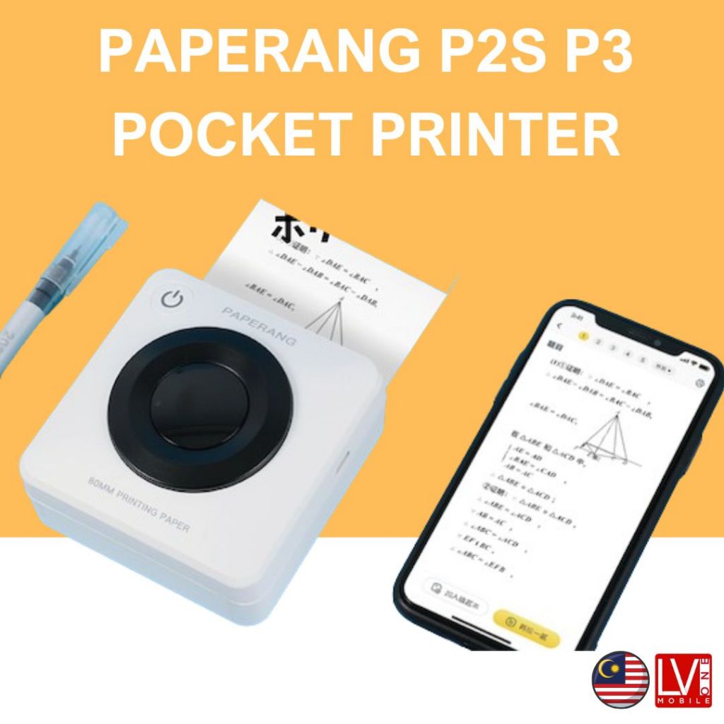 ORIGINAL PAPERANG P2S/P3 Bluetooth Mini Photo Printer NO Ink Needed ...