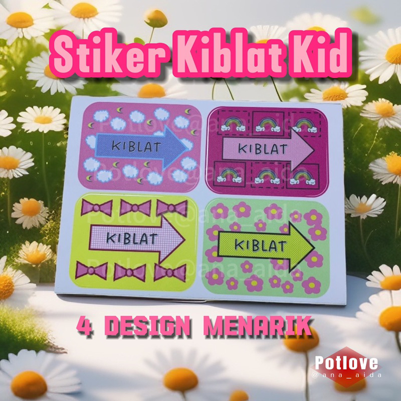 Sticker Tanda Arah Kiblat Kanak-Kanak Perempuan 4 Design Comel (Sesuai ...