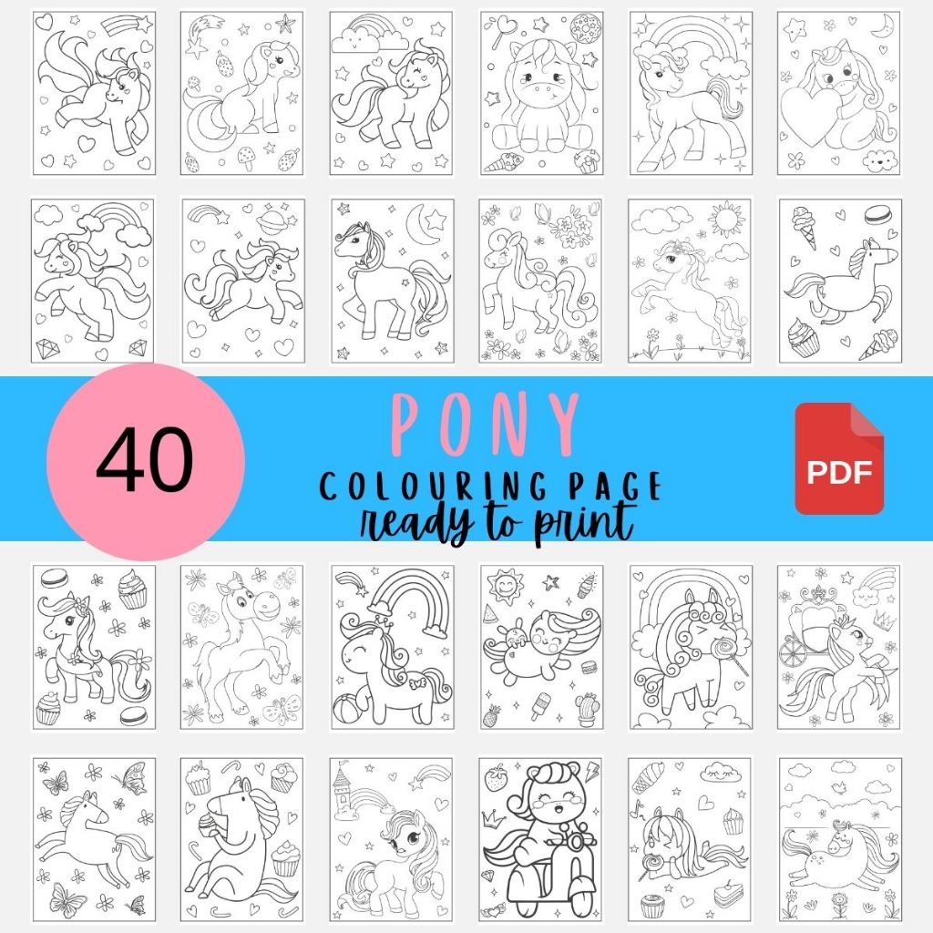 [PDF] A010 Pony Colouring pages for Kids | Colouring book | Shopee Malaysia