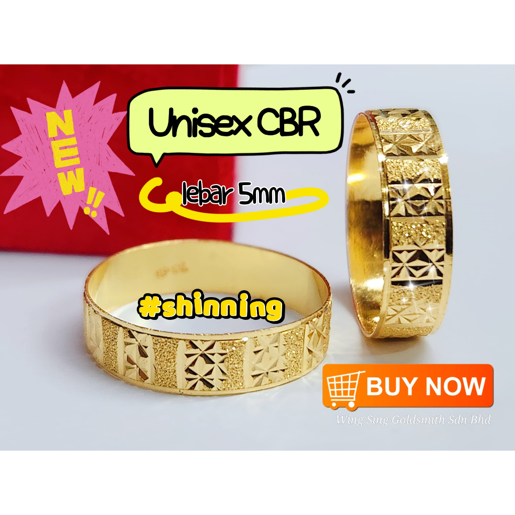 Wing Sing Cincin Merisik Cincin Belah Rotan Emas 916/ 916 Gold Solid ...