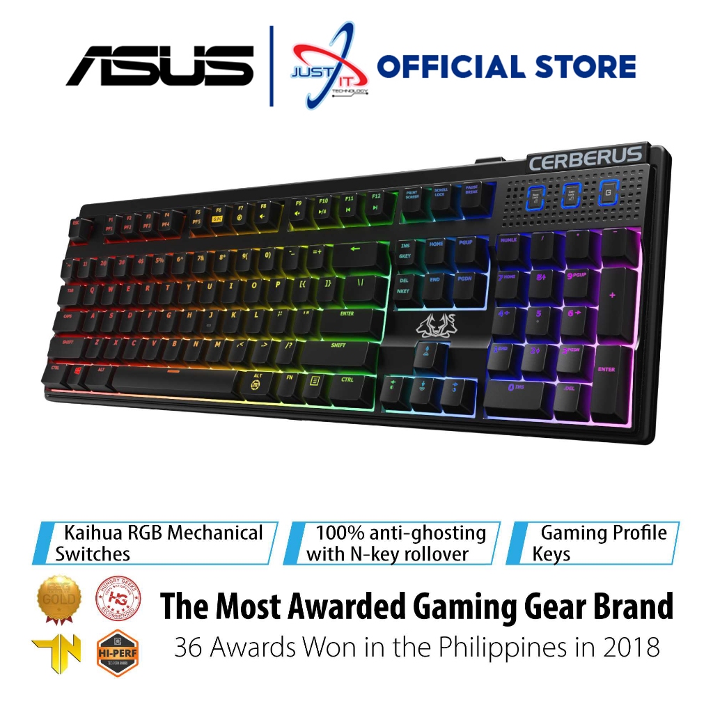 ASUS Cerberus Mech RGB Mechanical Keyboard Full - Brown Switch 90YH0192 ...