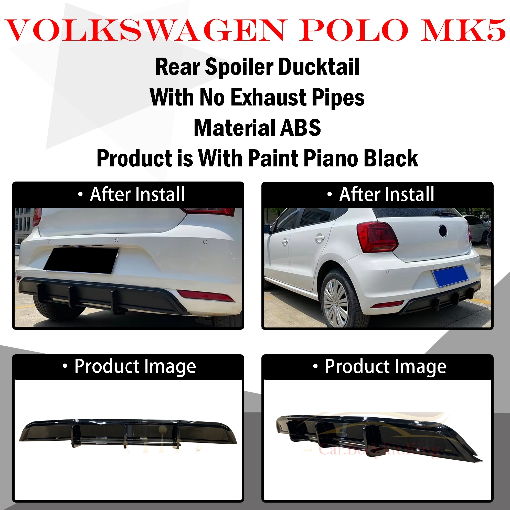 VOLKSWAGEN POLO MK5 2014-2018 REAR DIFFUSER LIP (WITH NO EXHUAST PIPES ...