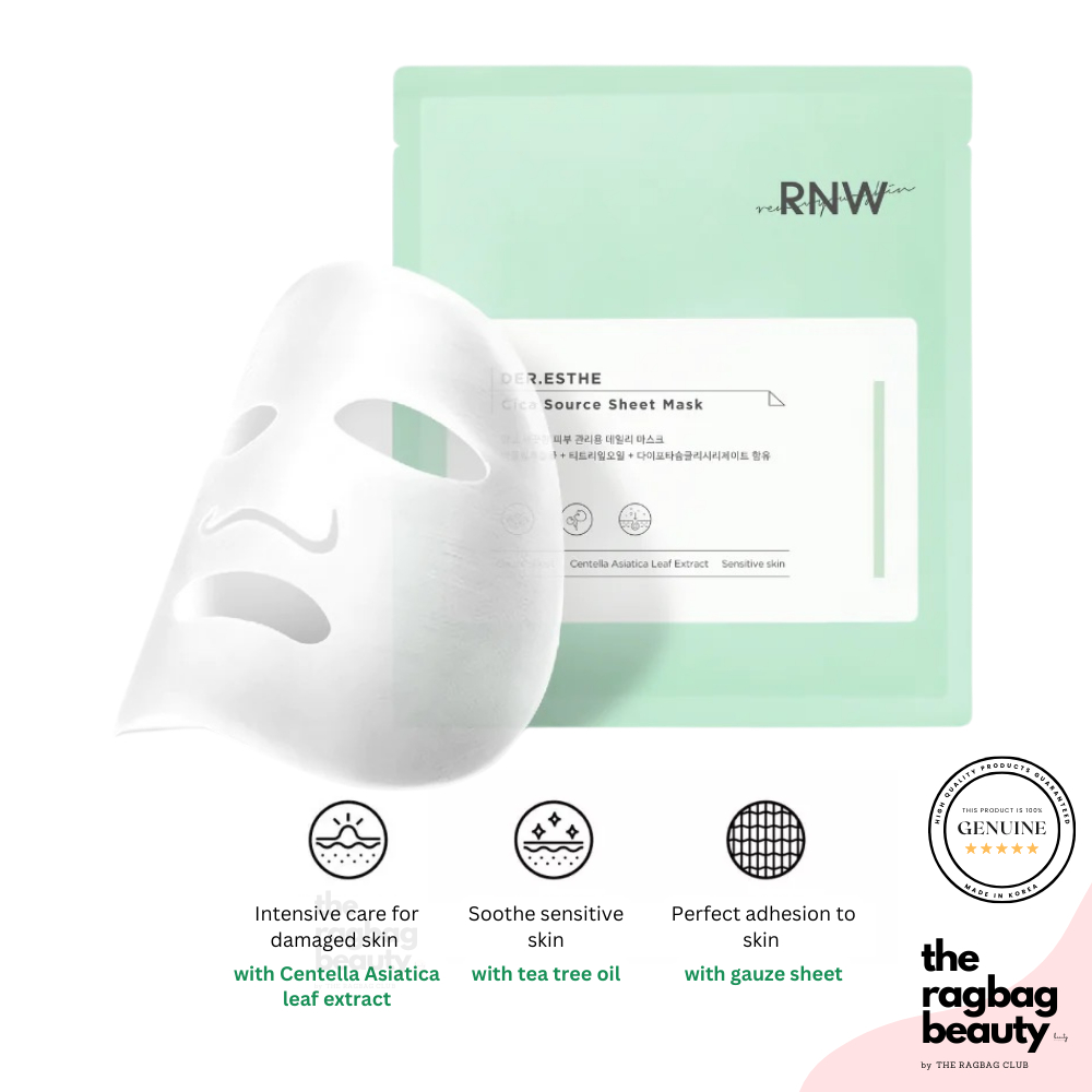 RNW DER.ESTHE Moisturizing Facial Mask Sheet Mask Korean Cica Hydrating ...