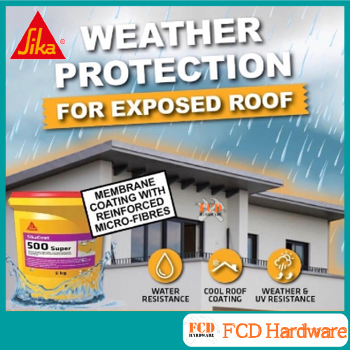 SIKA SIKACOAT 500 Super Waterproofing Coating 5KG White & Grey Leakage ...