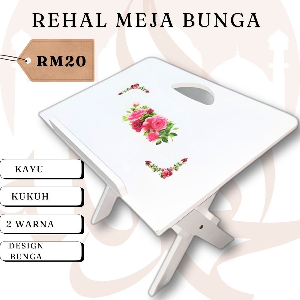 Rehal Meja AL-QURAN Kayu Wooden Design Kaabah Doa Bunga Rihal Mengaji ...