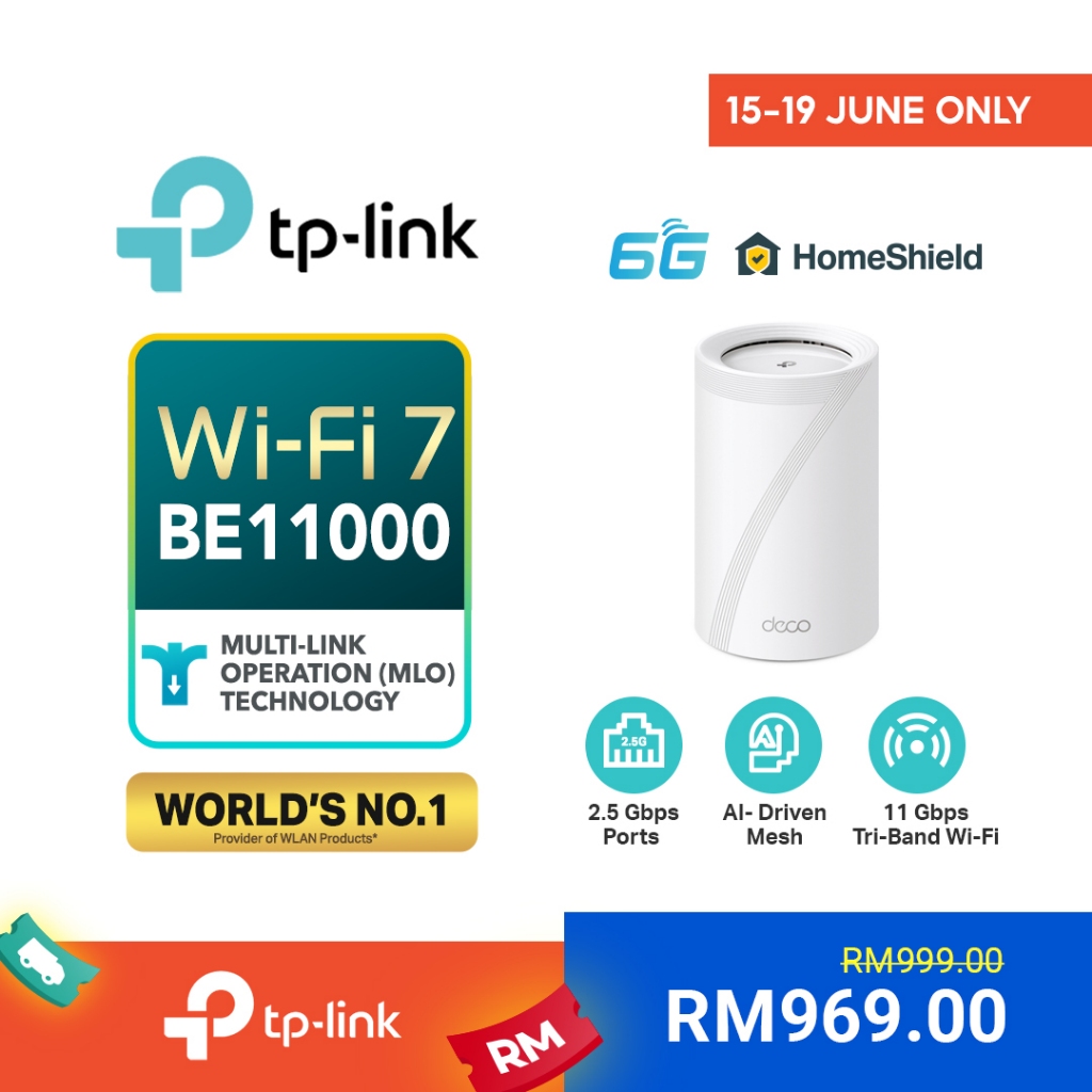 TP-Link BE11000 WiFi 7 Tri-Band Whole Home AI-Driven Mesh Wifi Router ...