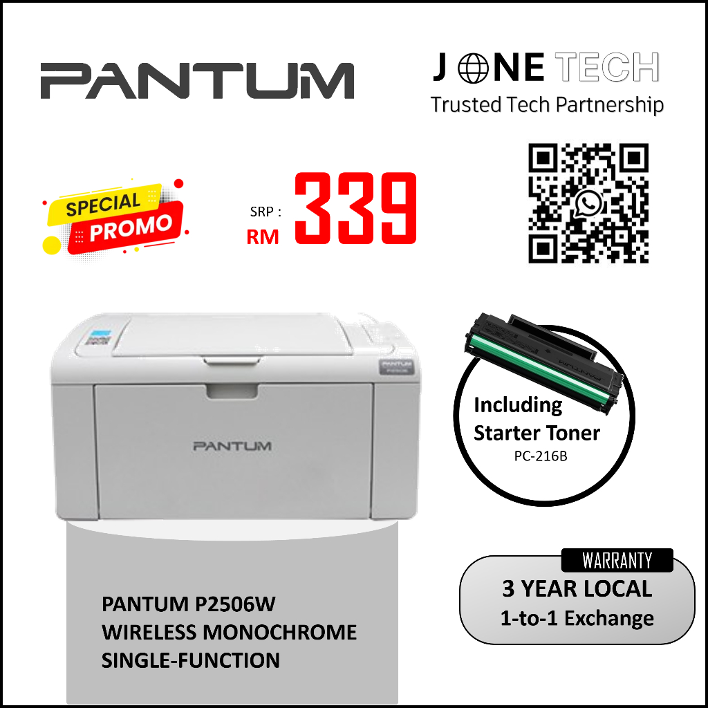 PANTUM P2506W / M6506NW -- WI-FI MONOCHROME LASER PRINTER - 3 YEAR WARRANTY | Shopee Malaysia