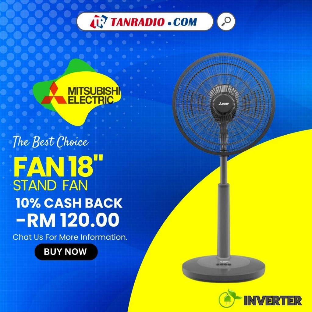 Mitsubishi Tatami Adjustable Height 3 Speeds Stand Fan - Classy Black ...