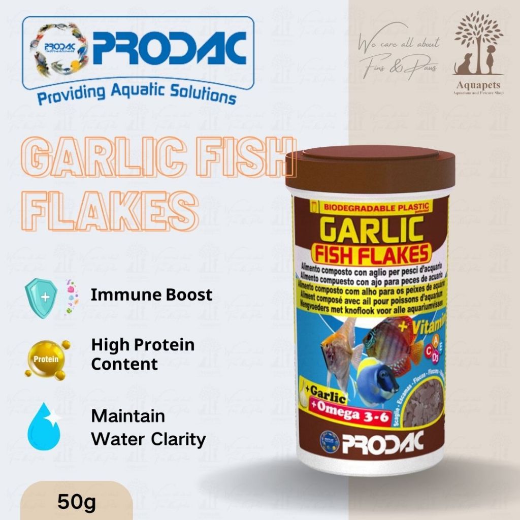 Prodac Garlic Fish Flakes 250mL - 50g / Makanan Ikan Tropika Tropical ...