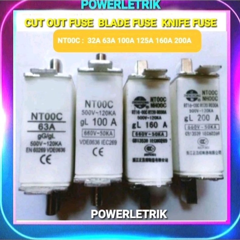 🔥READY STOCK🔥 NT00C NT00 63A,100A ,125A,160A, 200A CUT OUT FUSE / KNIFE FUSE / BLADE FUSE ...