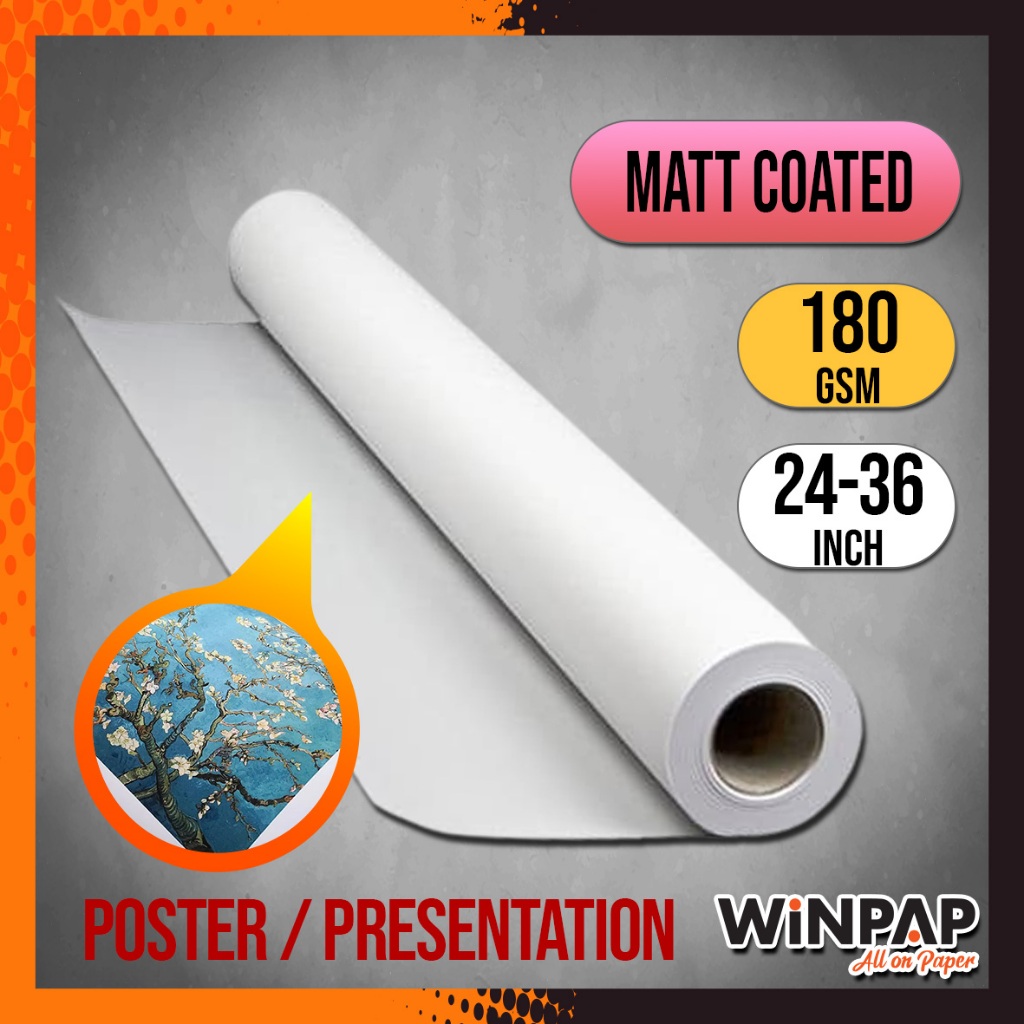 WinPAP Matt Coated Roll Paper (24/36inch) Glossy Photo, Wide Format ...