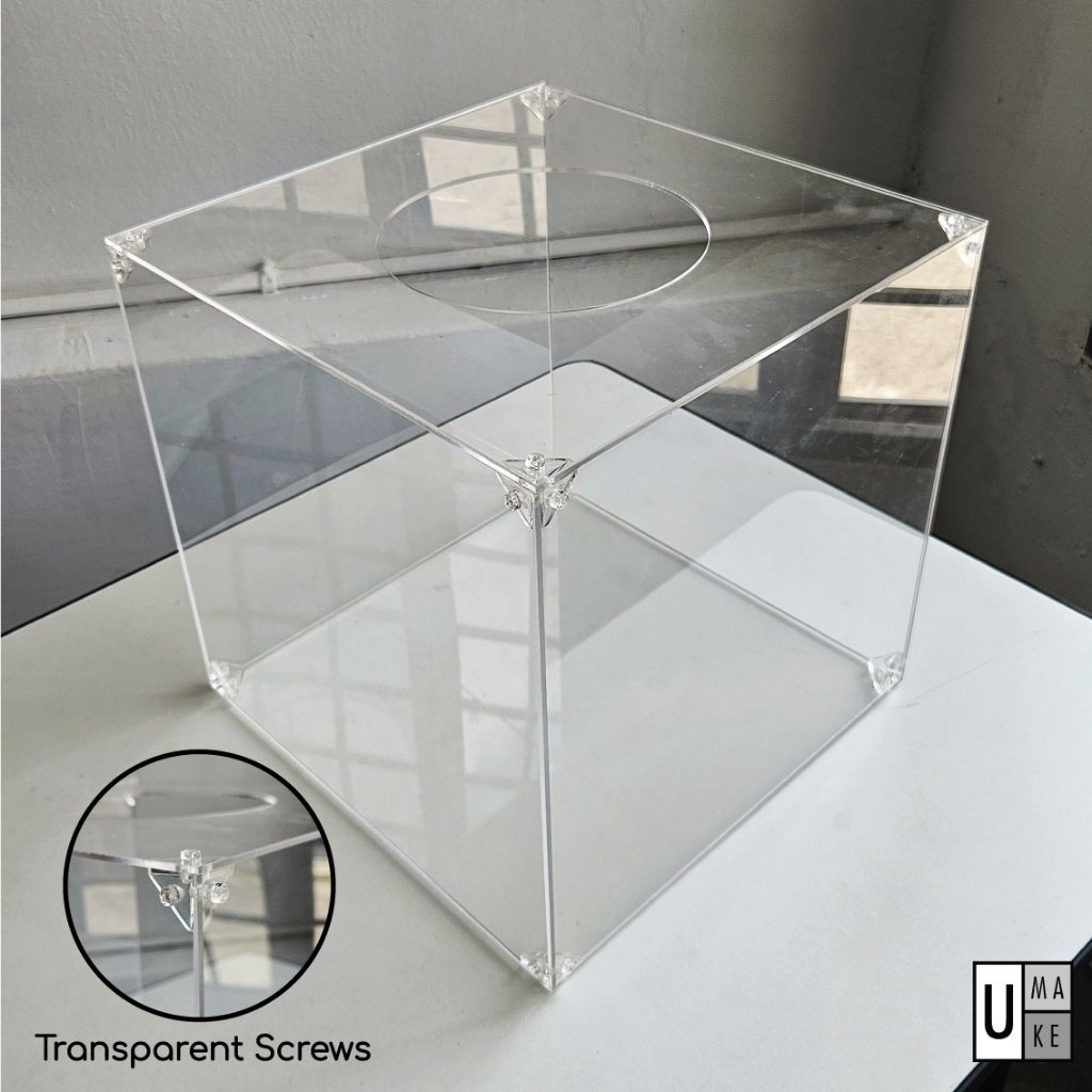 (2025 Upgrade) Lucky Draw Box 20cm / 25cm / 30cm Transparent Voting Box ...