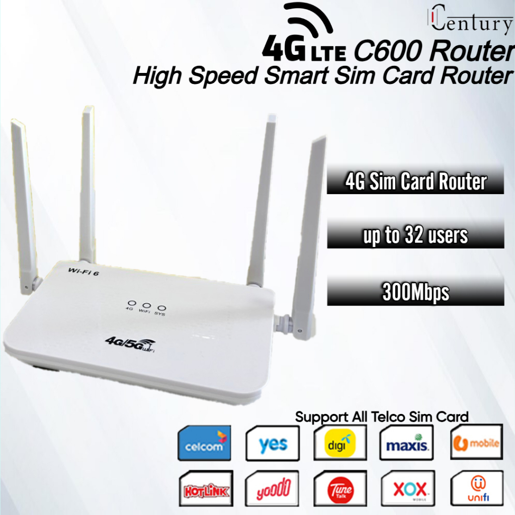 Modem C600 4G LTE Internet Data Wifi Router Modem Sim Card Home Router ...