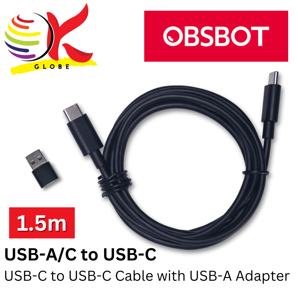 OBSBOT USB-C TO USB-C CABLE WITH USB-A ADAPTER - 1.5 METER (OBS ...