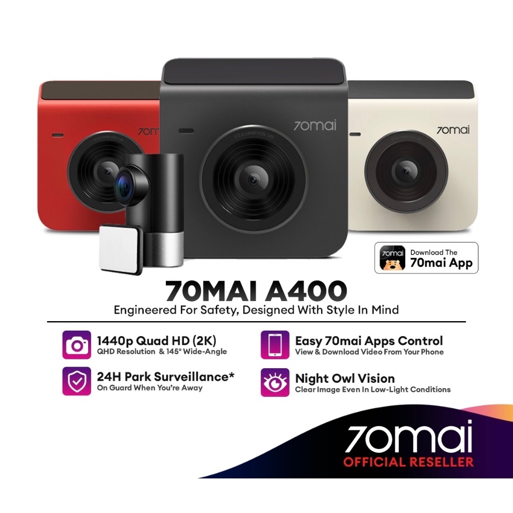 70mai A400 Car Recorder Dash cam QHD 1440p Support Dual Channel Recording & Parking Surveillance ...