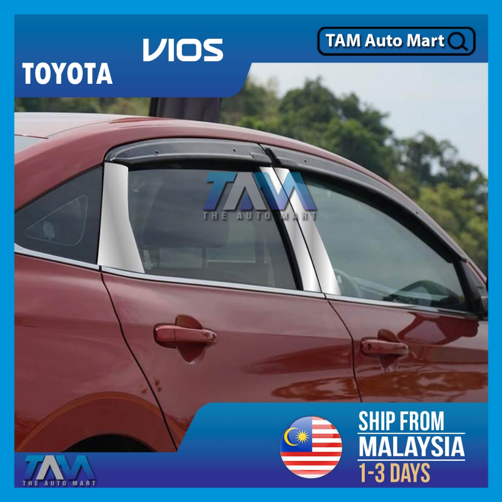 Toyota Vios AC100 Door Pillar Chrome Window Door PC Center Pillar Cover ...