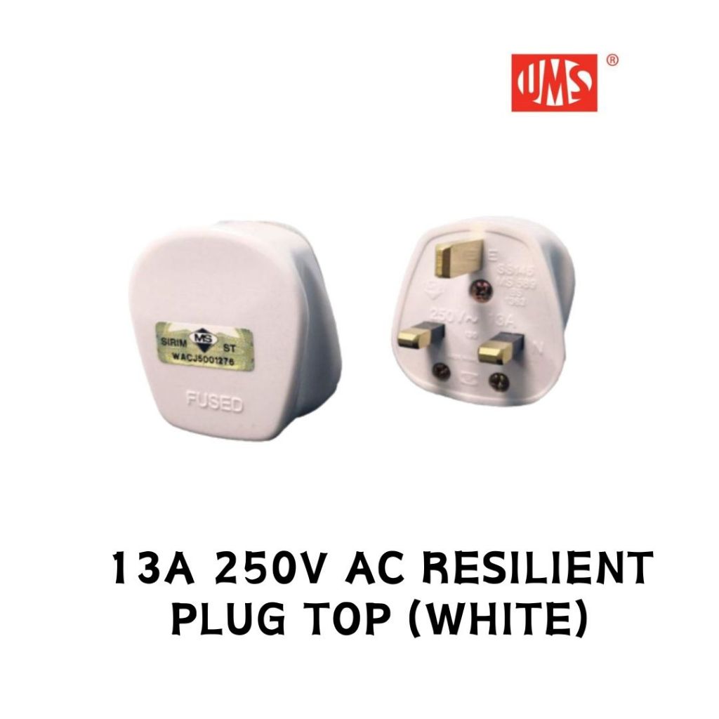 UMS 13A 250V AC RESILIENT PLUG TOP (WHITE) | Shopee Malaysia