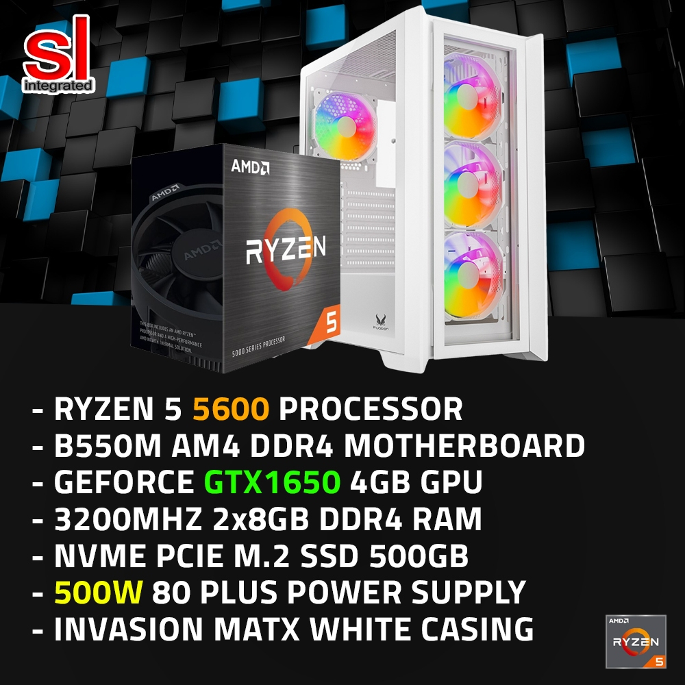 Gaming PC Package with GTX1650 & Ryzen 5 5600 processor ( 16GB DDR4 ...