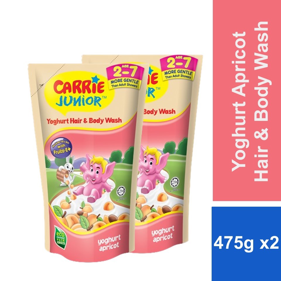 [Bundle of 2] Carrie Junior Hair & Body Wash Pouch - Apricot Yoghurt (475g) | Shopee Malaysia