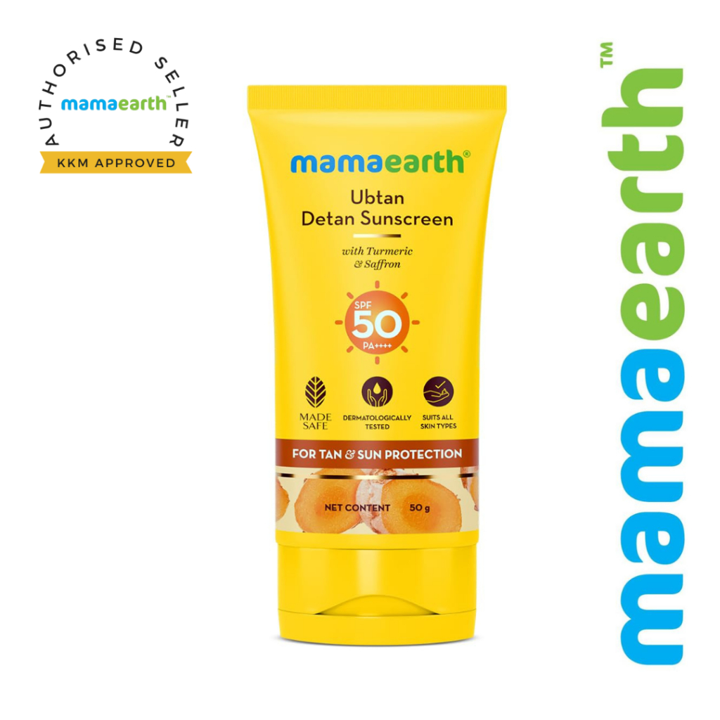 Mamaearth Ubtan Detan Sunscreen With Turmeric & Saffron SPF 50 & PA ...
