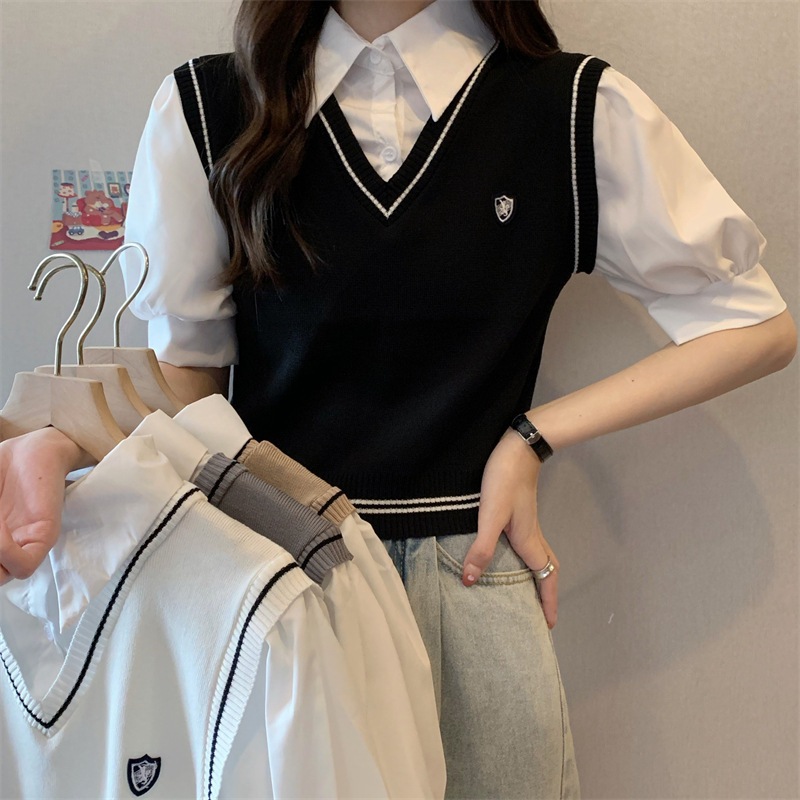 [Ready stock]Women casual versatile JK style cropped vest top | Shopee ...