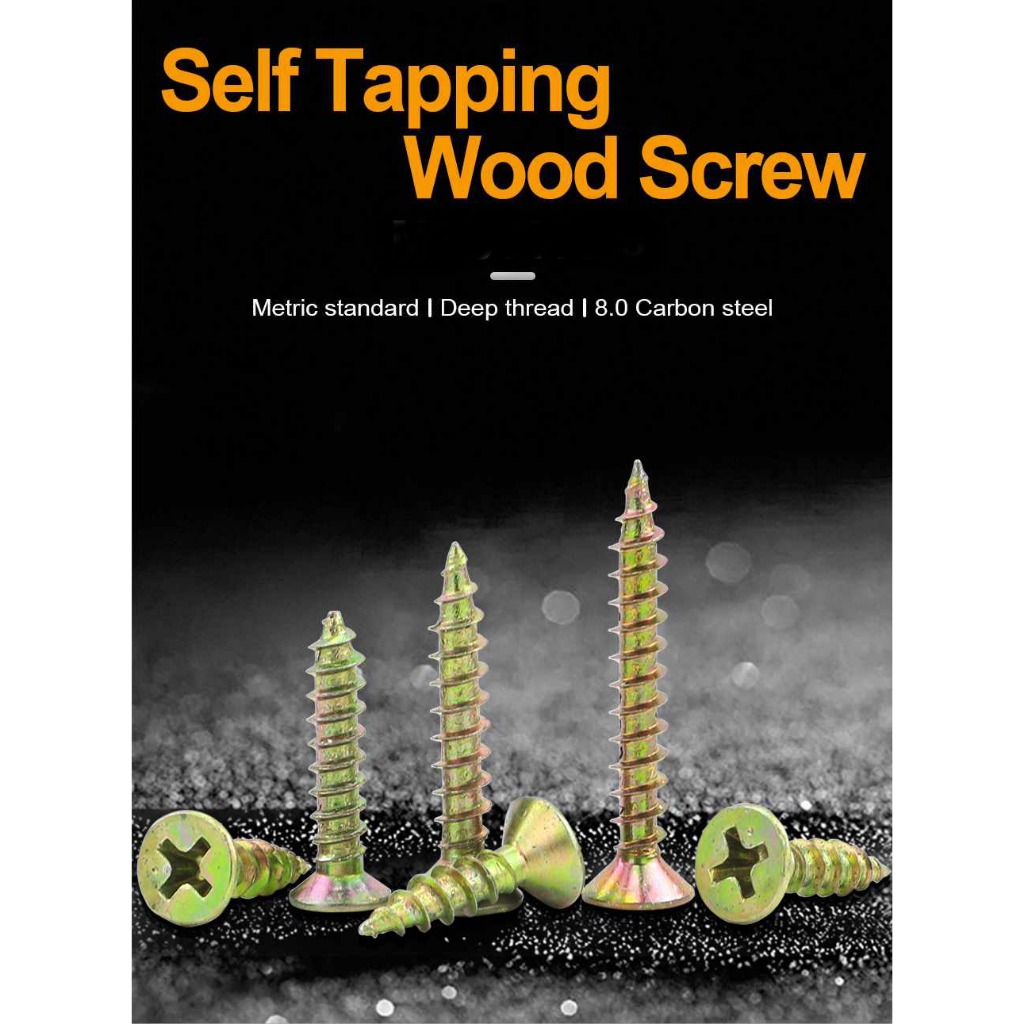 1KG Wood Screws Fiberboard Screw Nails Yellow Zinc Self Tapping Wood ...