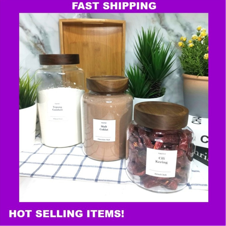 Balang Kerepek Raya / Screw Lid Glass Jar Airtight / Food Storage ...