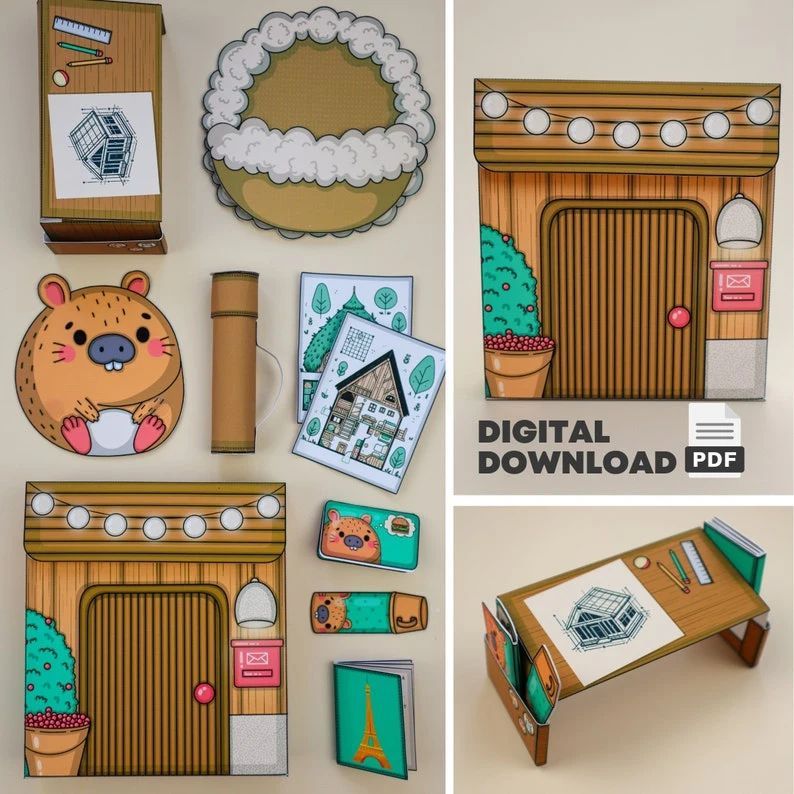PDF] Paper Play Capybara House Printable Preschool Kids Activity ...