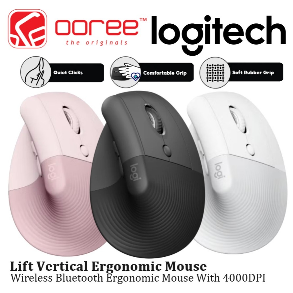 LOGITECH LIFT VERTICAL ERGONOMIC WIRELESS MOUSE WITH 2.4GH / BLUETOOTH ...
