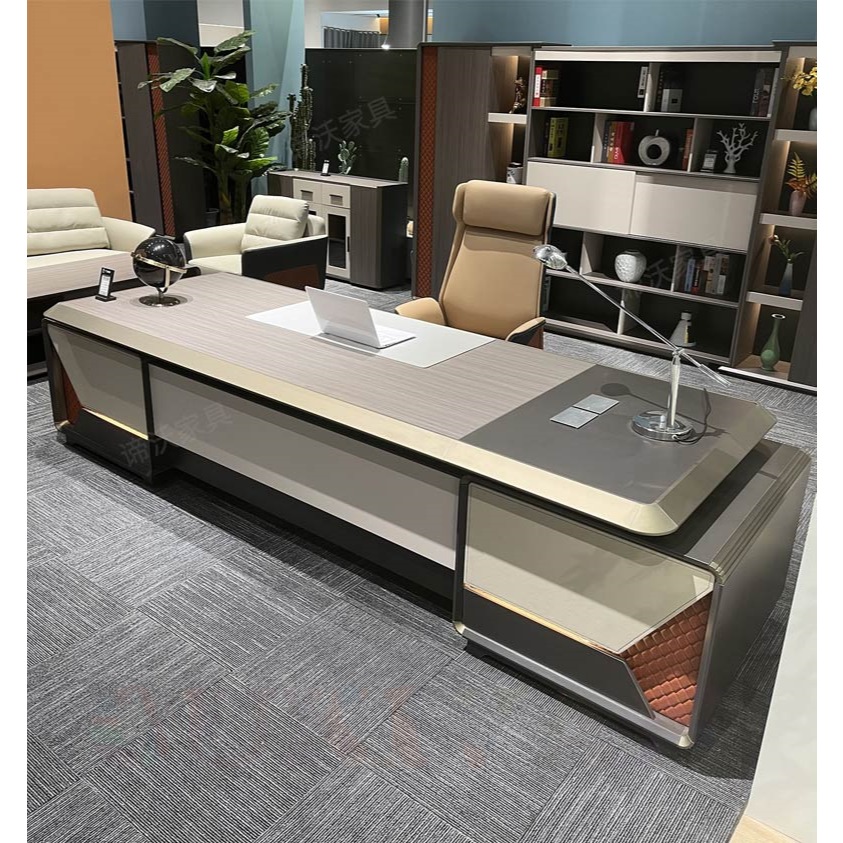 Boss Office Desk Meja Boss Pejabat Light Luxury With Led Lighting High ...