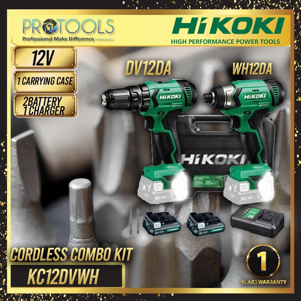 HIKOKI KC12DVWH DV12DA (12V CORDLESS IMPACT DRILL) + WH12DA (12V CORDLESS IMPACT DRIVER ...