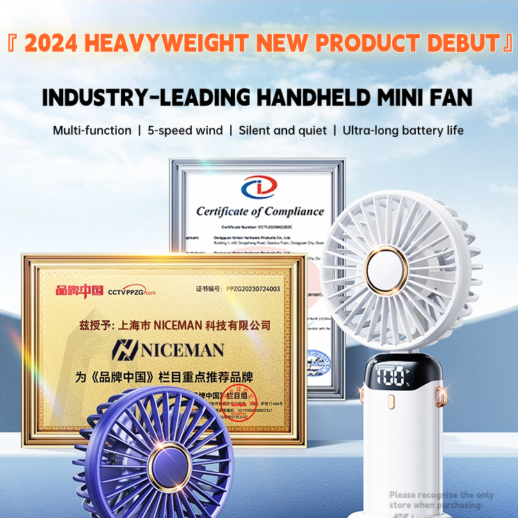 Mini Handheld Fan 10000mah 5 Modes Strong Wind USB rechargeable with ...