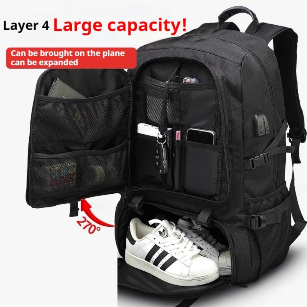 【Ready Stock】50-80L Large capacity men travel backpack outdoor sports ...