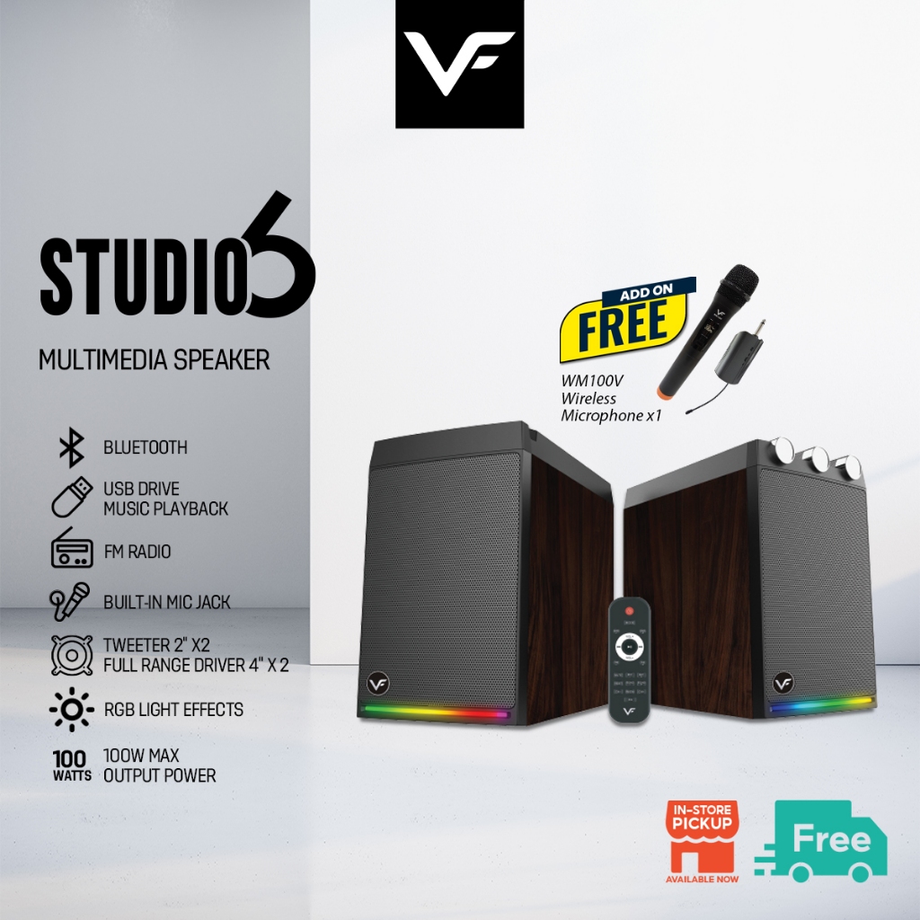 Vinnfier VF Studio 6 Bookshelf RGB Light Effect 100W 2.0 bluetooth ...
